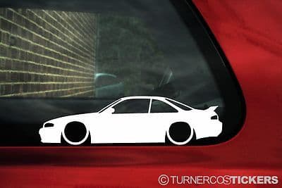 2x LOW Nissan Silvia S14 With spoiler lowered car outline stickers / Decals