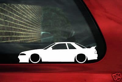 2x LOW Nissan Skyline R32 GTR / GT-R outline silhouette stickers Decals