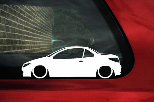2x LOW Peugeot 206 cc silhouette car outline stickers / Decals