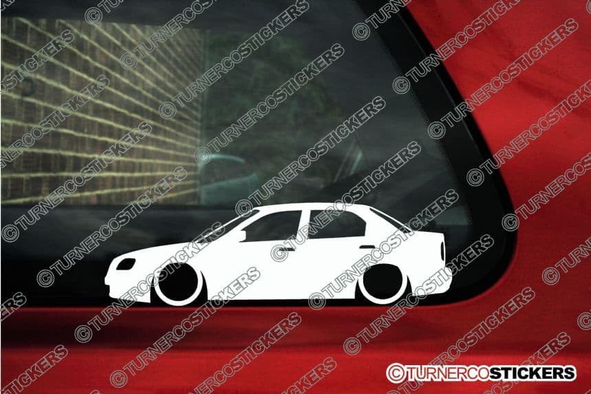 2x LOW Suzuki Baleno / Esteem Sedan 1998-2002 Lowered Car outline stickers