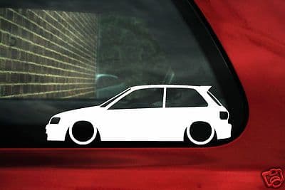 2x LOW Toyota Starlet GT Turbo EP82 silhouette outline stickers Decals