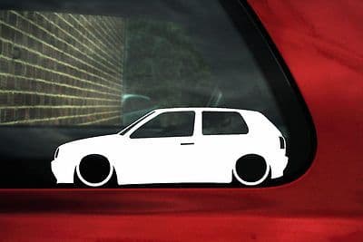 2x Low VW Mk3 Golf GTI 16v / VR6 outline stickers