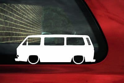 2x LOW VW T25 / T3 Caravelle Transporter outline Silhouette sticker Decal