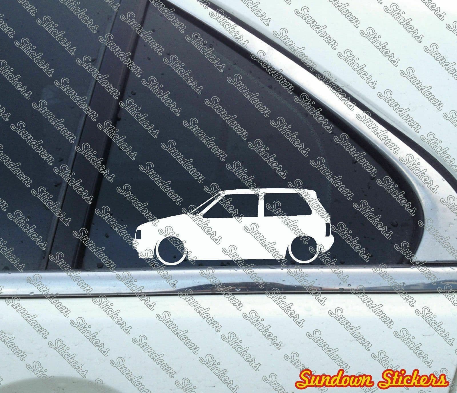 2x Lowered car outline stickers - for Fiat Uno Turbo classic hatchback ...