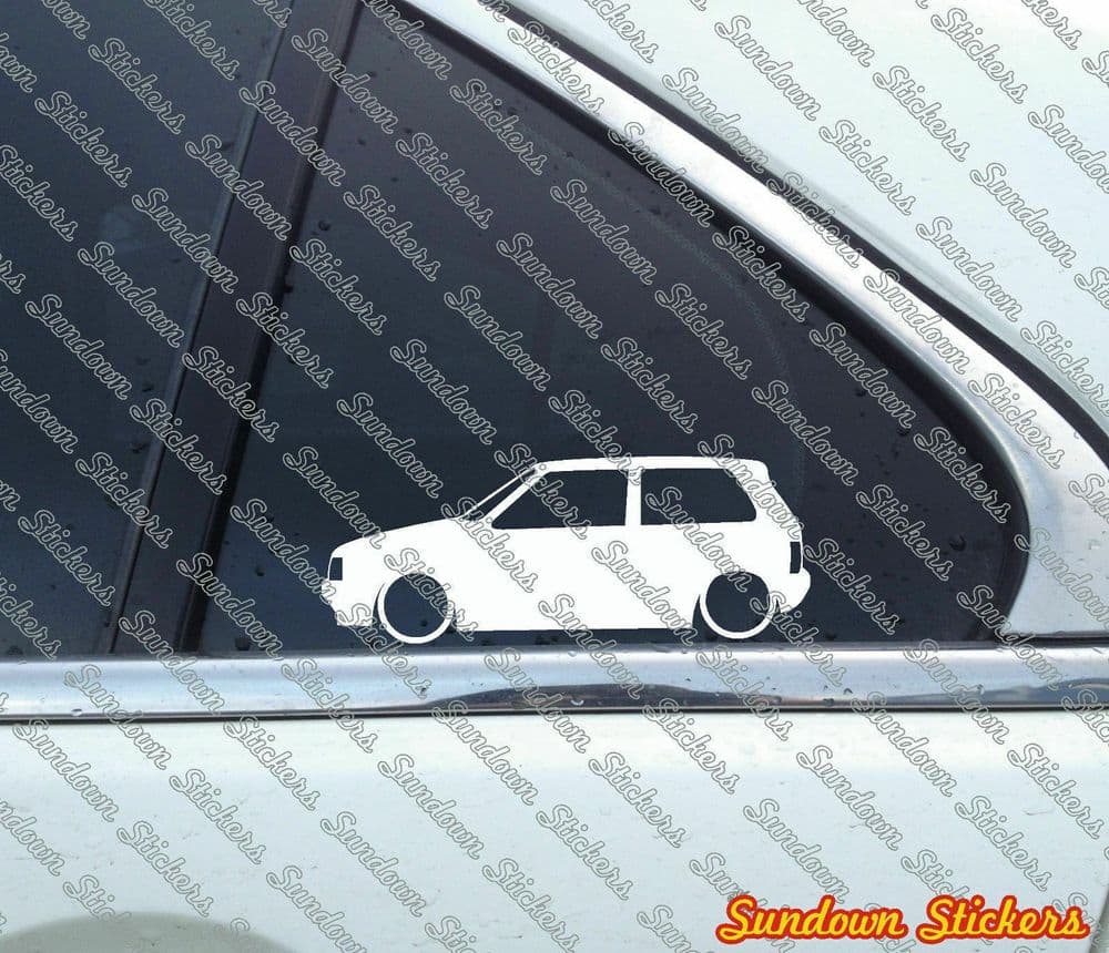 2x Lowered car outline stickers - for Fiat Uno Turbo classic hatchback ...