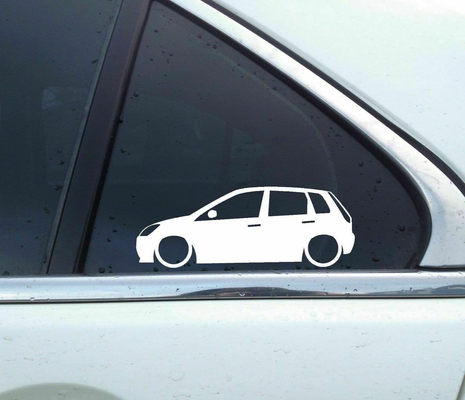 2x Lowered car outline stickers - for Ford Fiesta Mk6 5-DOOR 2001-2009 ...
