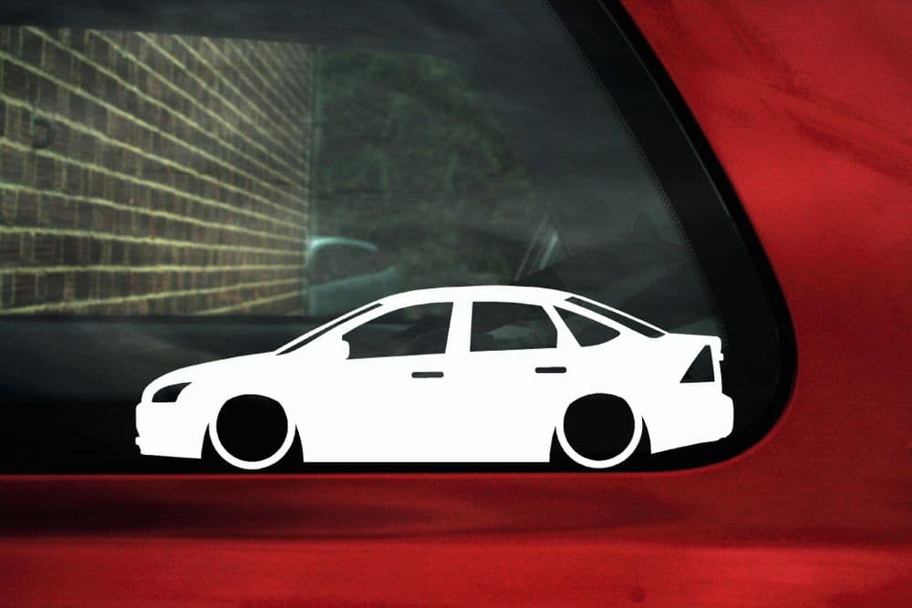 2x Lowered car outline stickers - for Ford Focus mk2 sedan euro 2004 L655