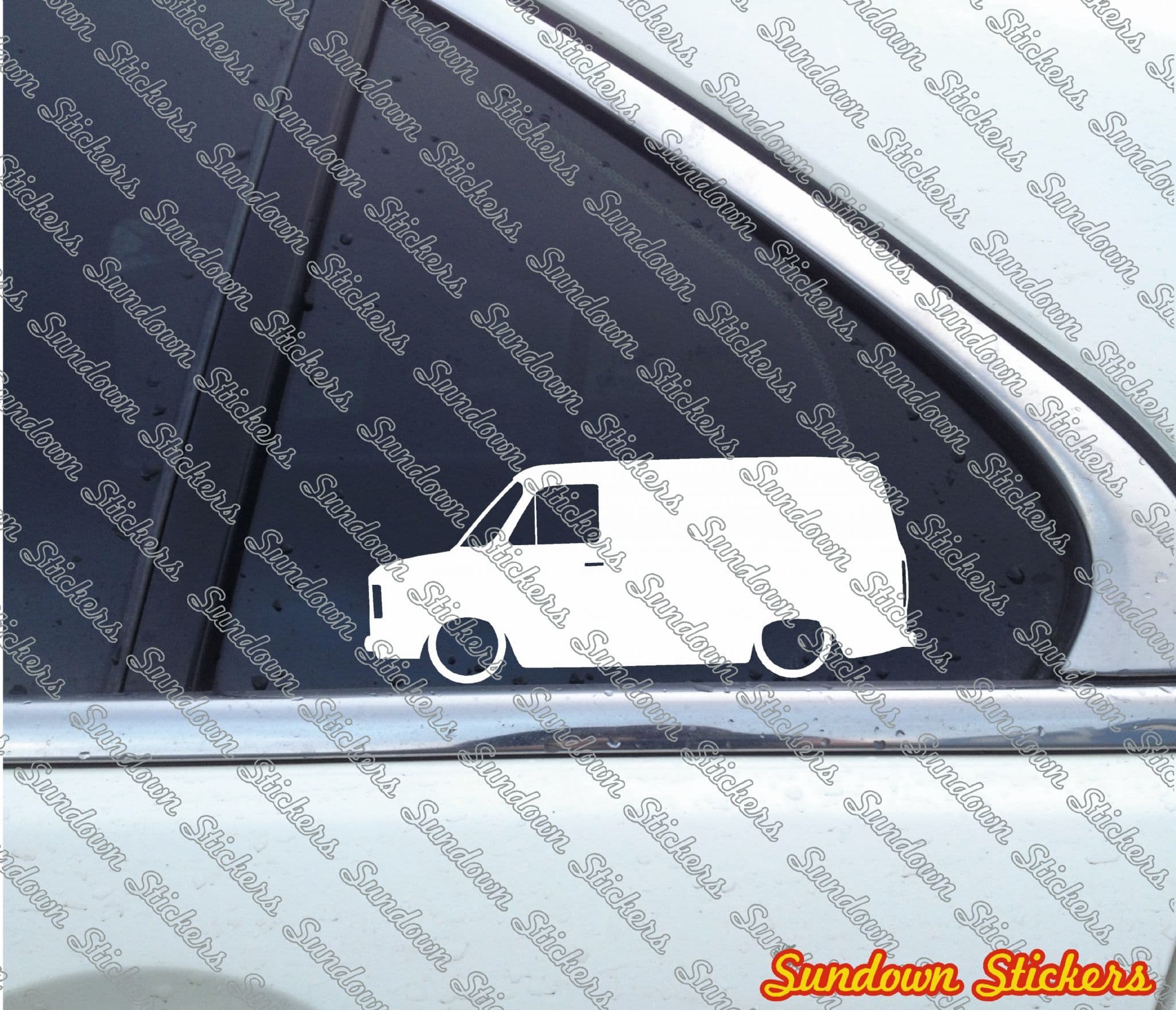 2x Lowered car outline stickers - for Ford Mk2 Transit van classic van L578