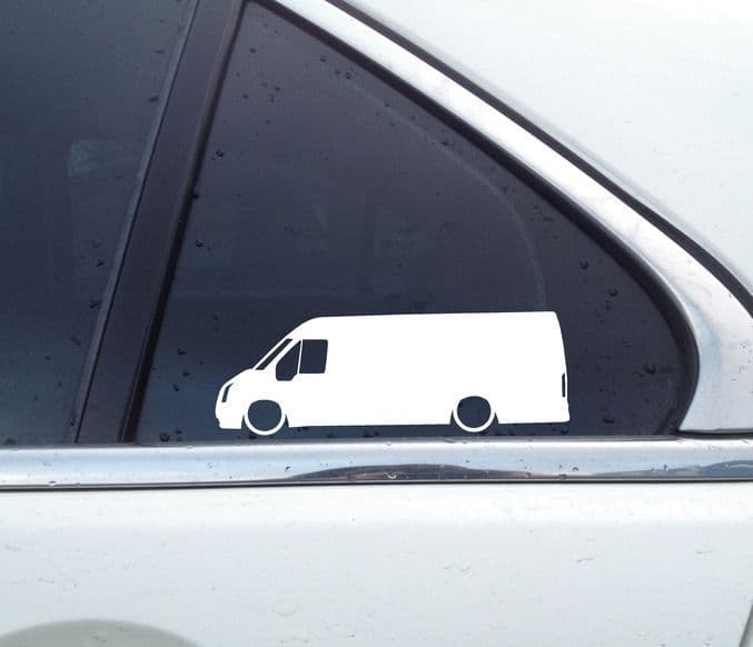 2x Lowered car outline stickers - for Ford Transit van Mk7 Jumbo LWB