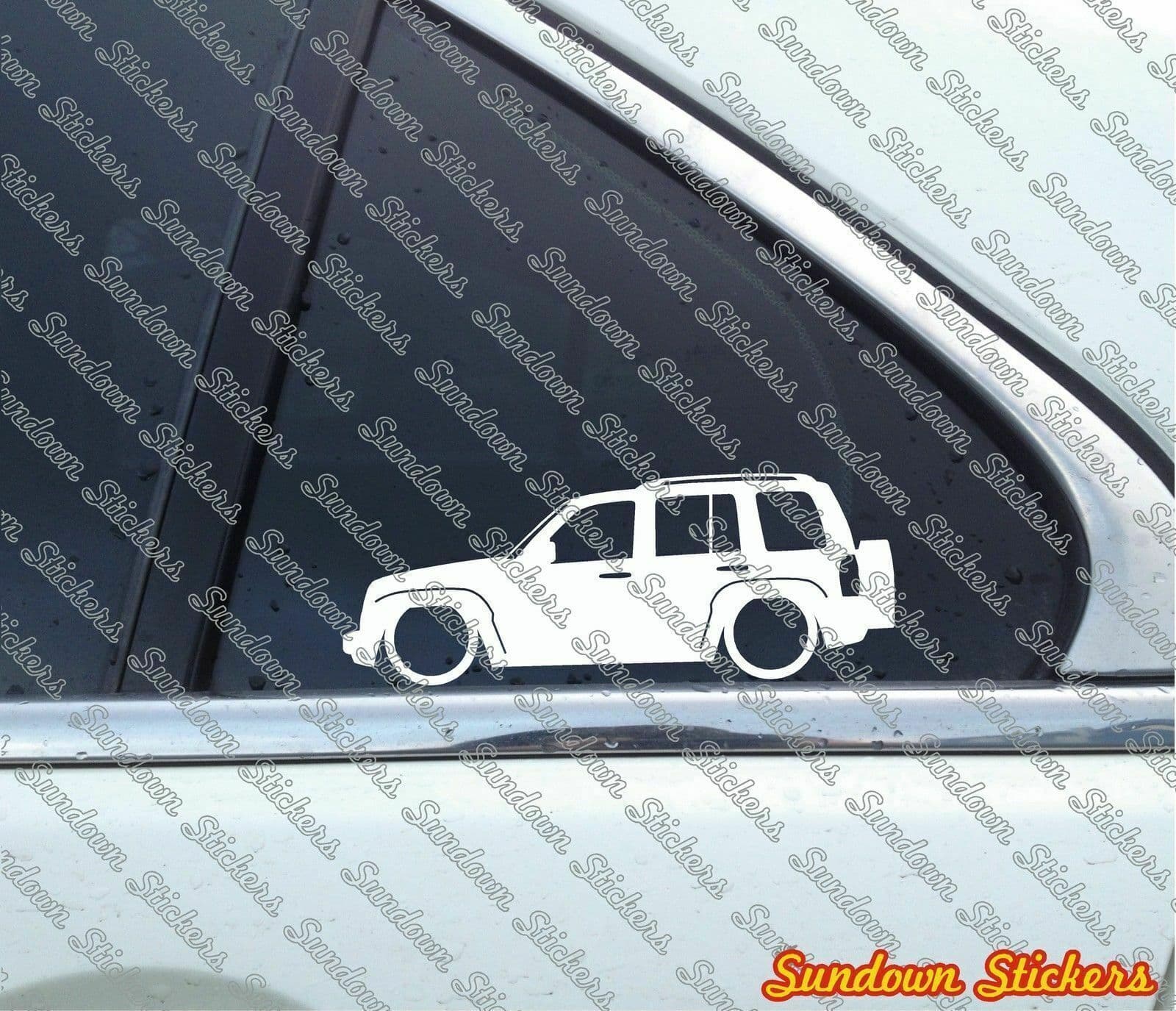2x Lowered car outline stickers - for Jeep Liberty KJ 2002-2007 L1589