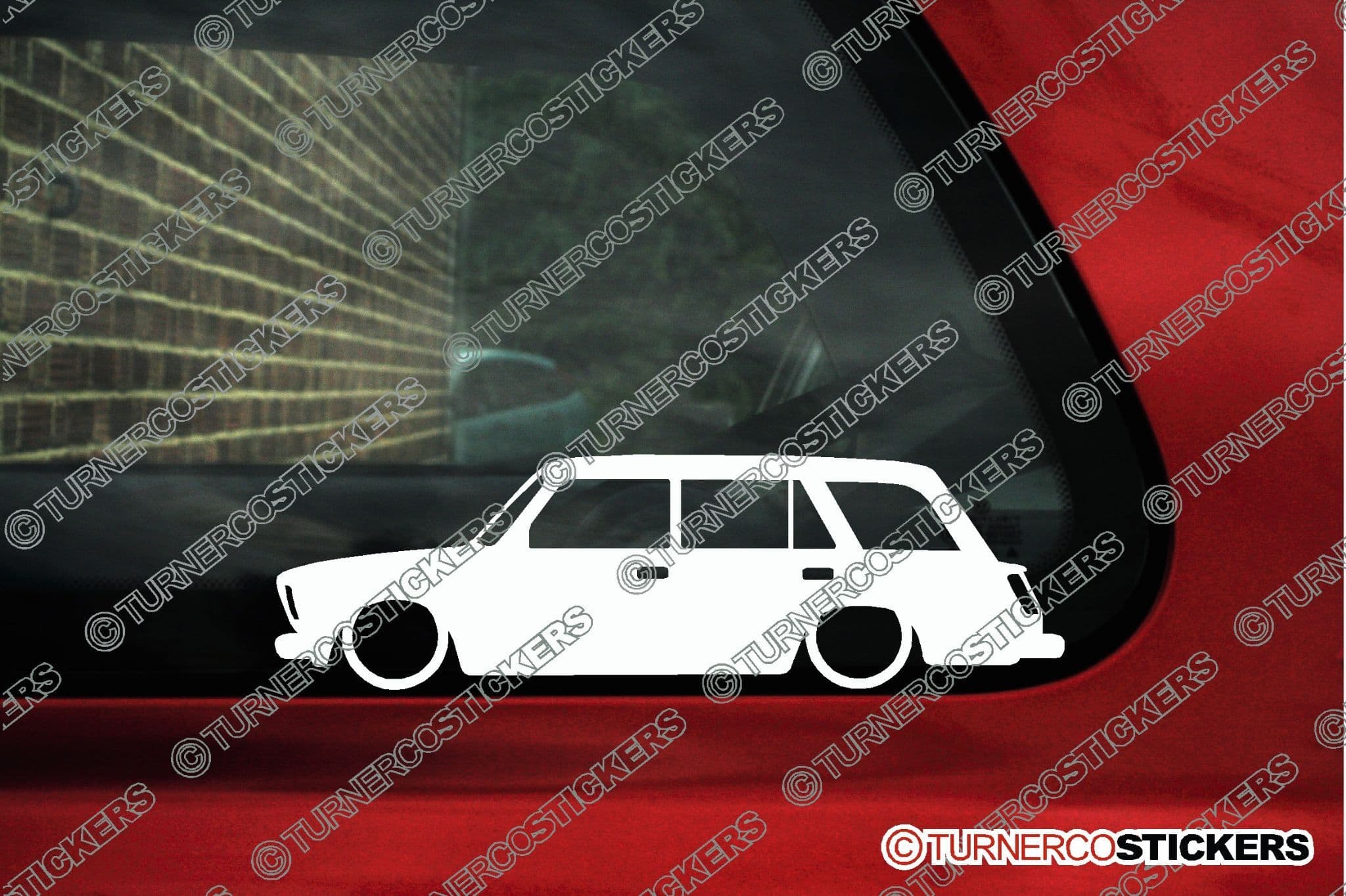 2X Lowered car outline stickers - For Lada Riva wagon VAZ-2104 retro
