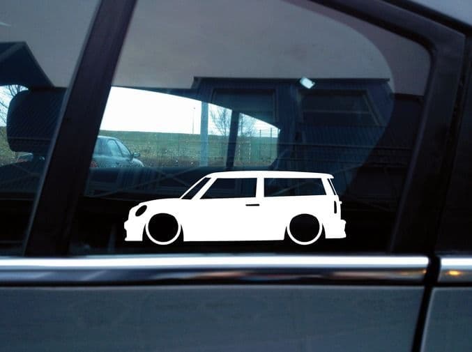 2x Lowered car outline stickers - for Mini Cooper CLUBMAN R55 L10