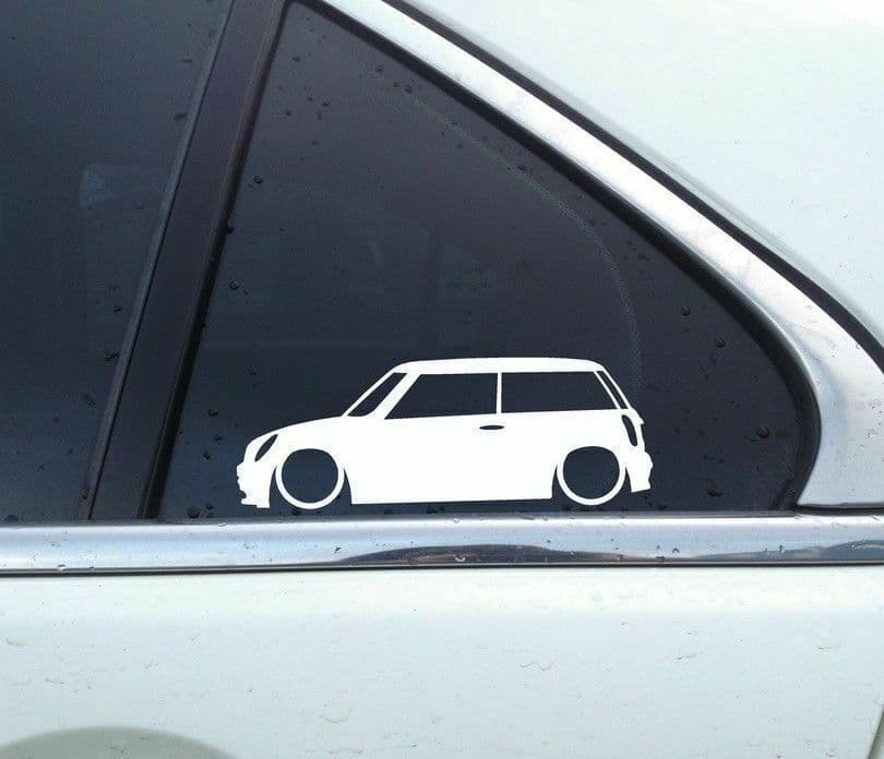 2x Lowered car outline stickers - for Mini Cooper hardtop R50 L06