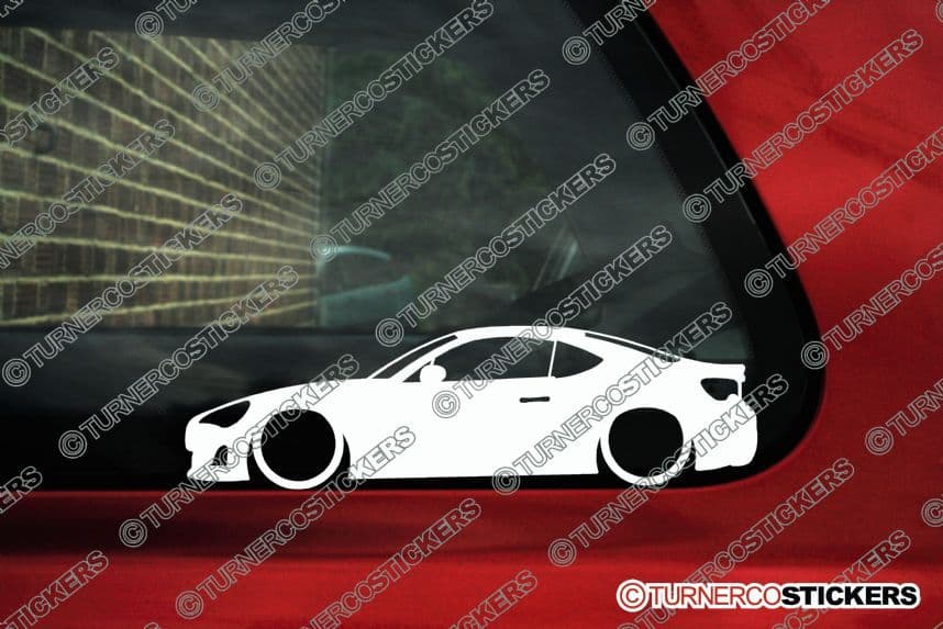 2x Lowered car outline stickers - for Scion FRS / Toyota GT86 JDM L163