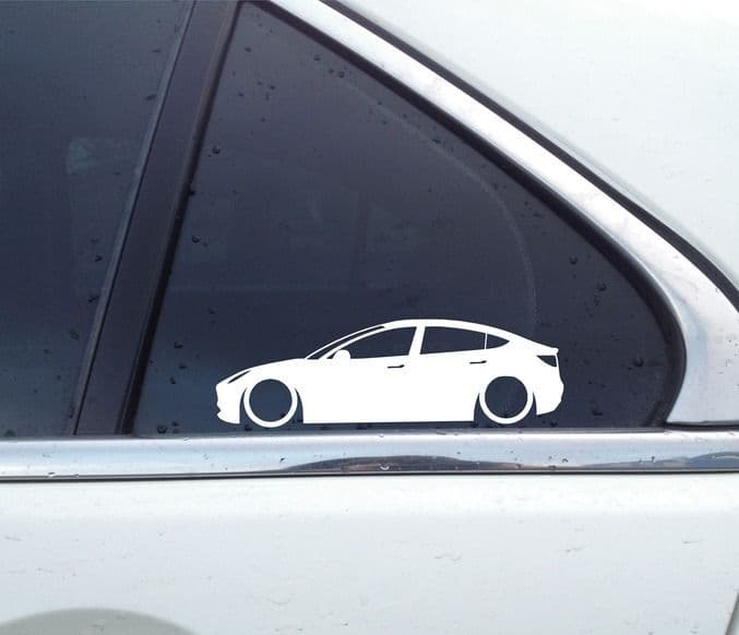 2X Lowered car outline stickers - for Tesla Model 3 stanced L1479