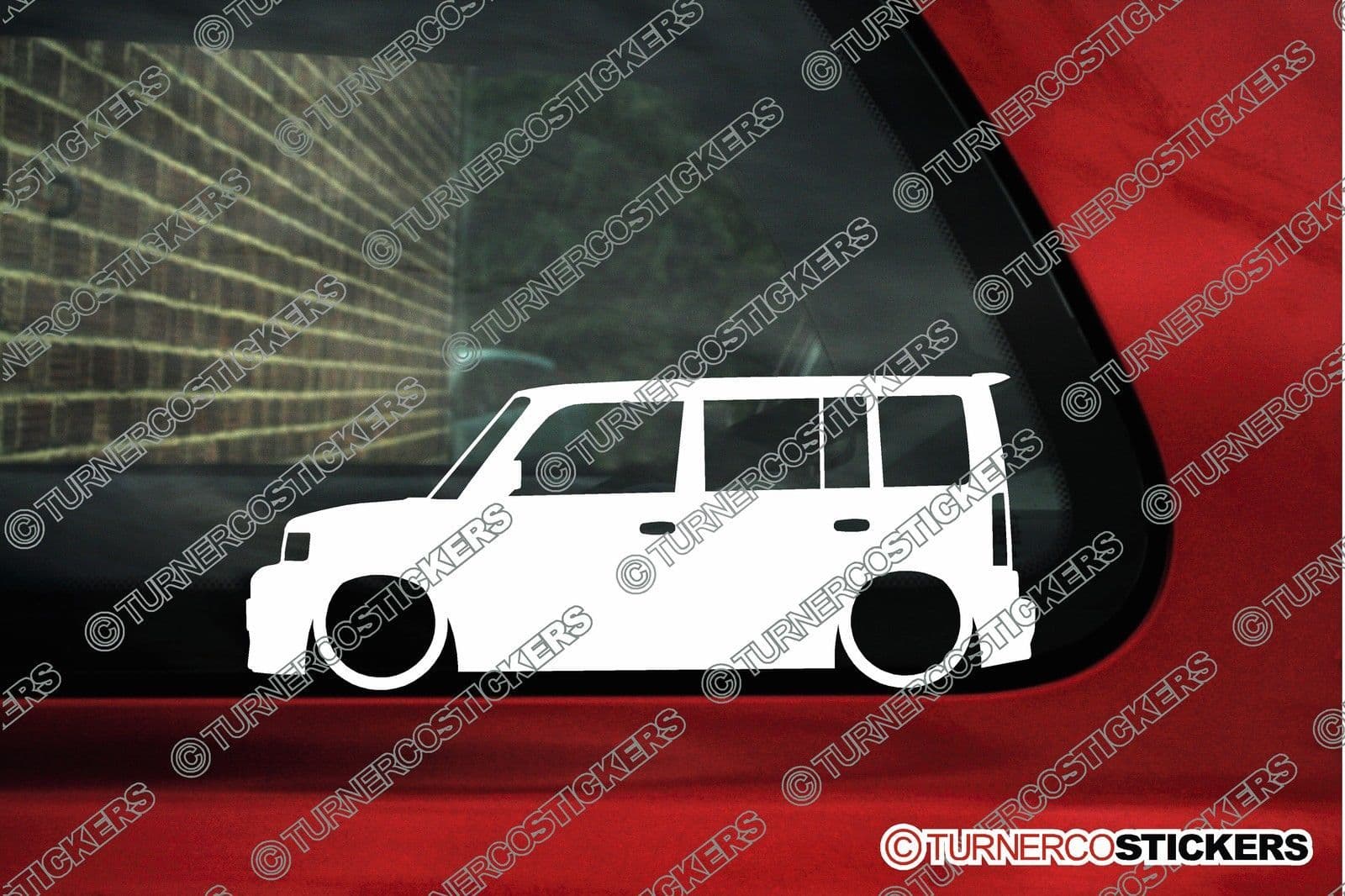 2x Lowered car outline stickers for Toyota bB wagon 2004-2007 1st gen L1317