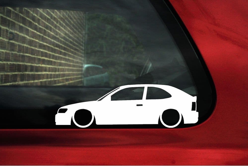 2x Lowered car outline stickers for Toyota Corolla Si 1 6 AE101 Hatch ...