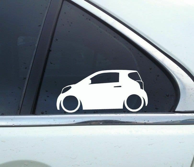 2x Lowered car outline stickers - for Toyota IQ electric car EV low L1049