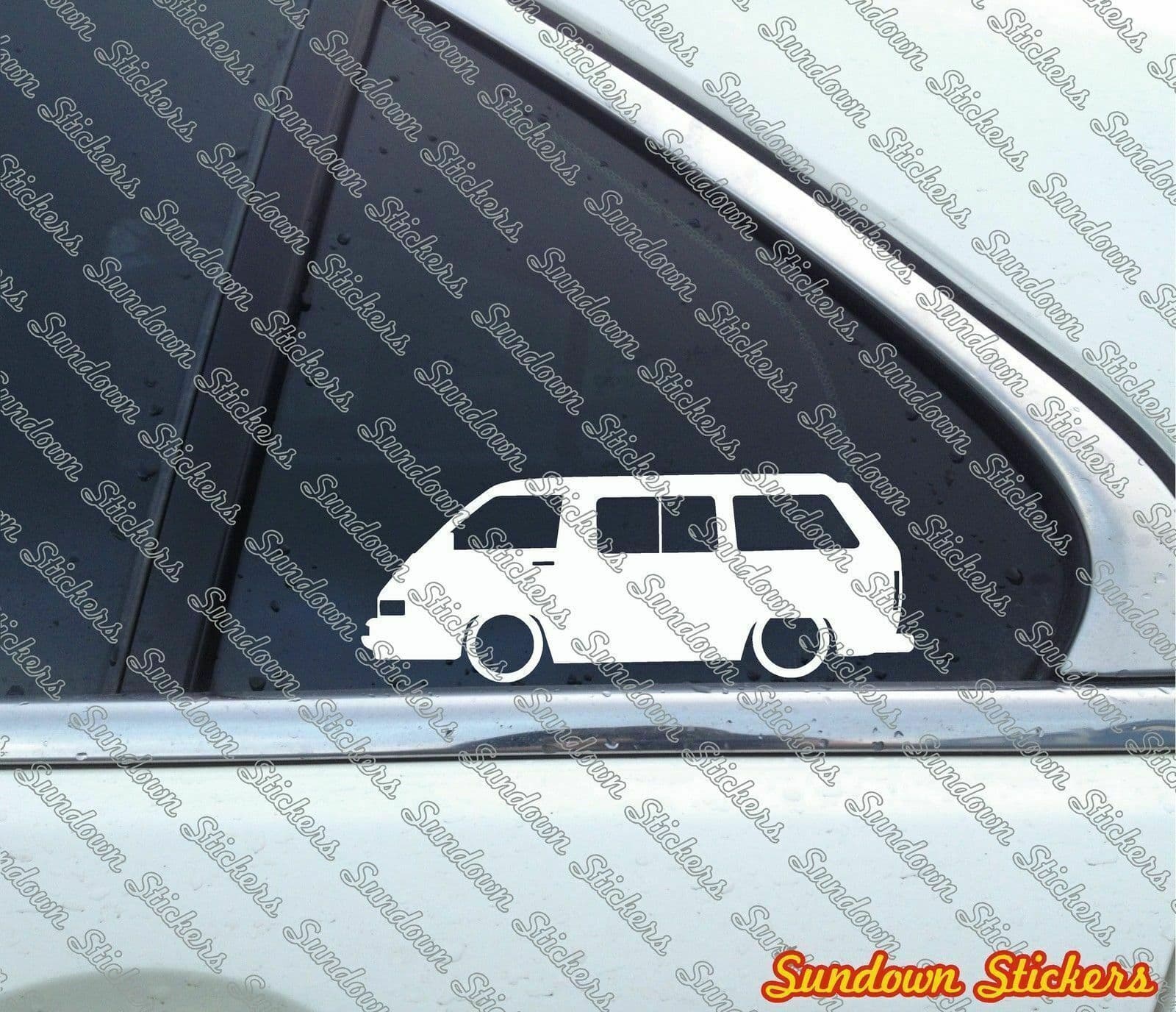 2x Lowered car outline stickers - for Toyota LiteAce wagon 1988 L1051