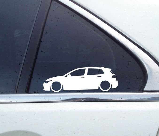 2x Lowered car outline stickers - for VW Golf MK8 GTI / GTE