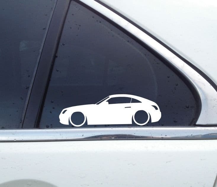 2x Lowered car silhouette stickers - for Chrysler Crossfire coupe stanced