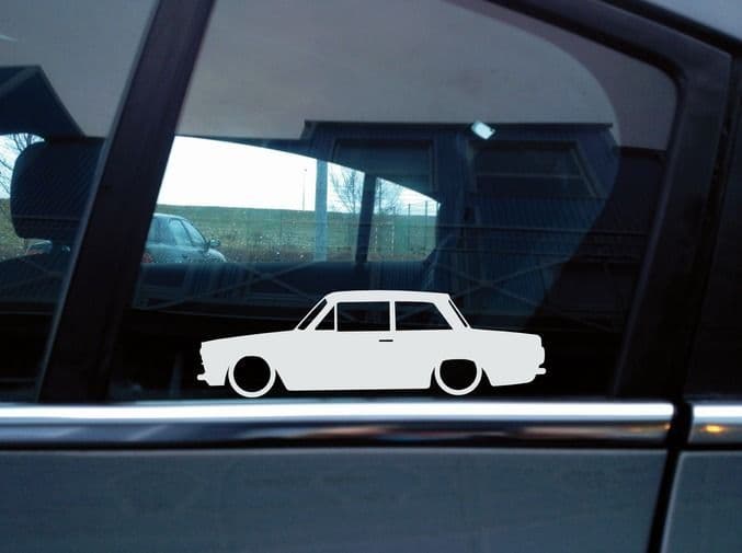 2x Lowered car silhouette stickers - for Ford Cortina MK1 classic L381