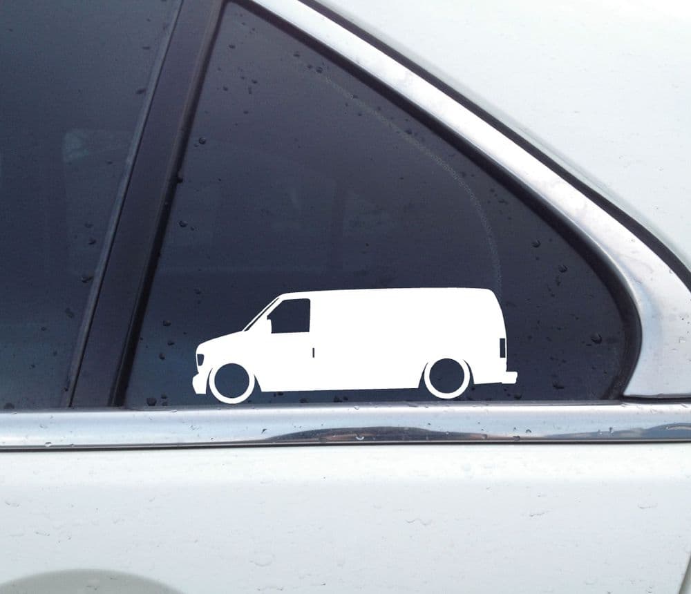 2x Lowered car silhouette stickers for Ford Econoline 4th gen van