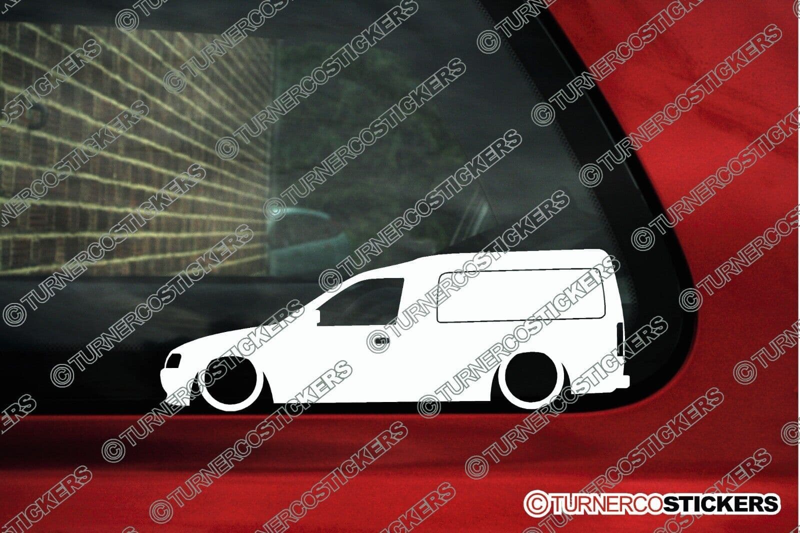 2x Lowered car silhouette stickers - for Ford Escort mk5 Mk6 Van