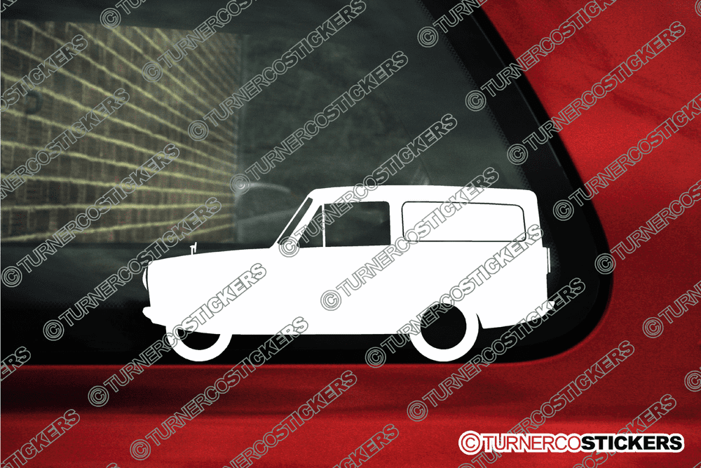 2X Lowered car silhouette stickers - for Reliant Regal Supervan