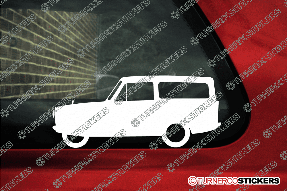2X Lowered car silhouette stickers - for Reliant Regal wagon