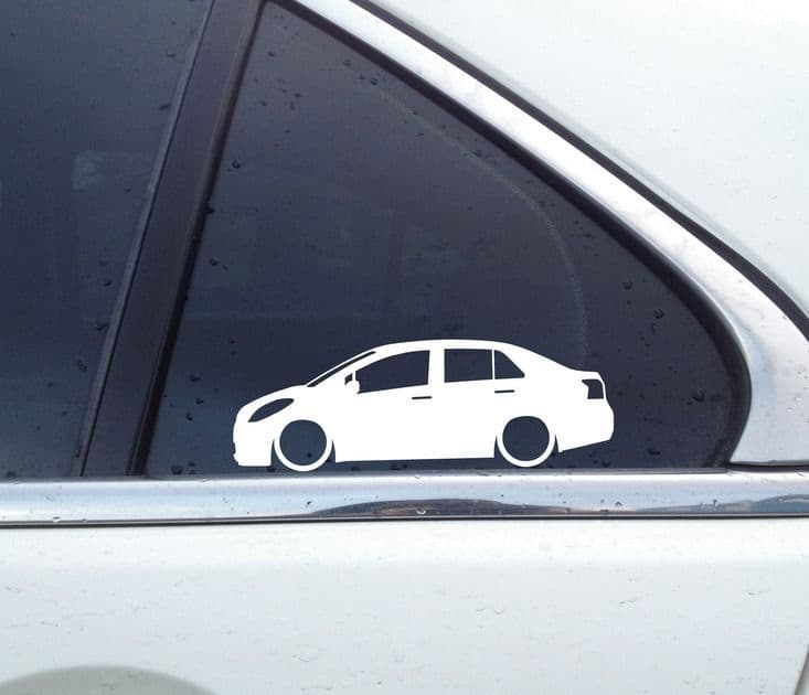 2X Lowered car silhouette stickers for Toyota Vitz sedan 2nd gen xp90 ...