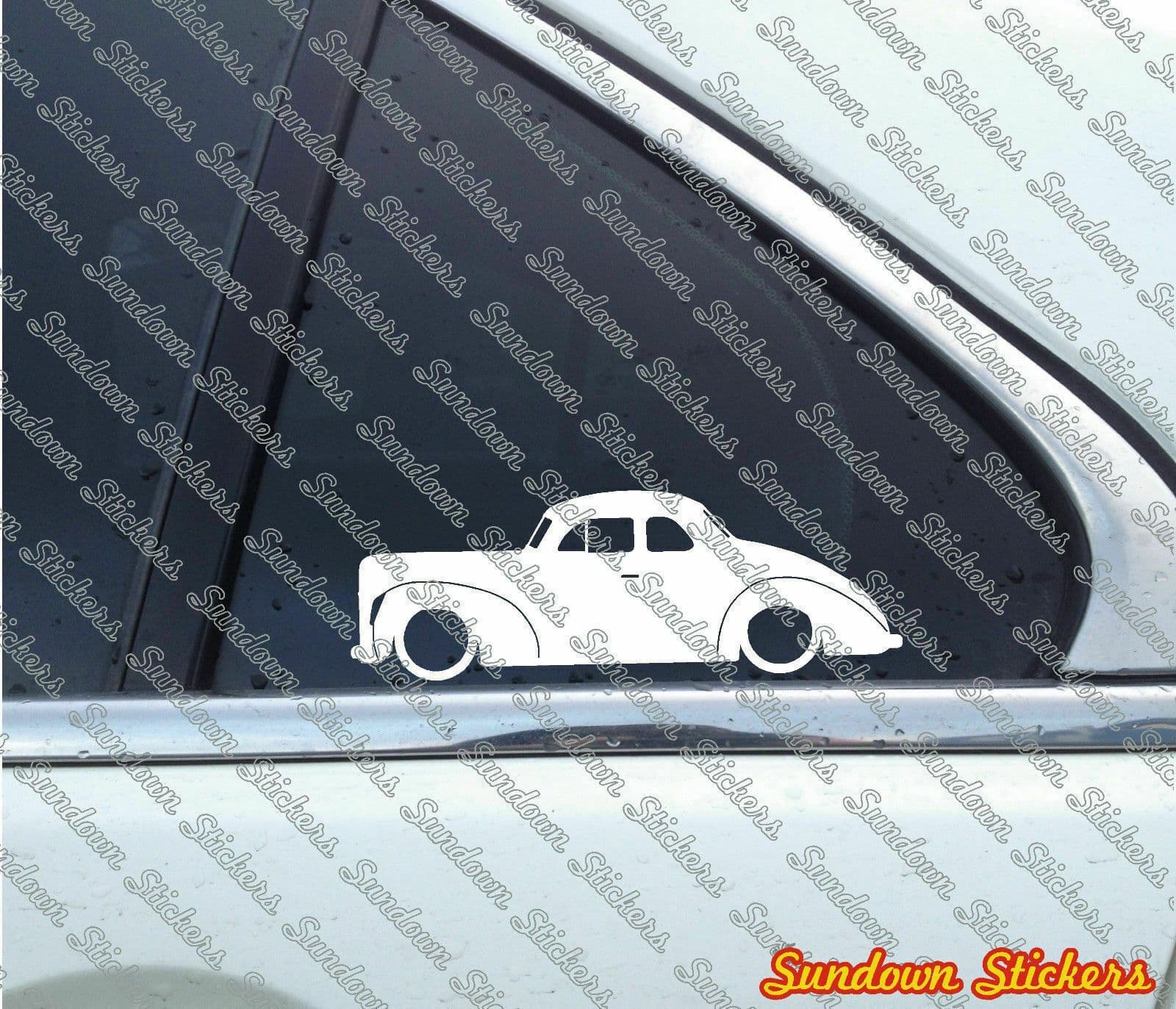 2x Lowered car stickers - for 1940 Ford DeLuxe vintage coupe classic L703