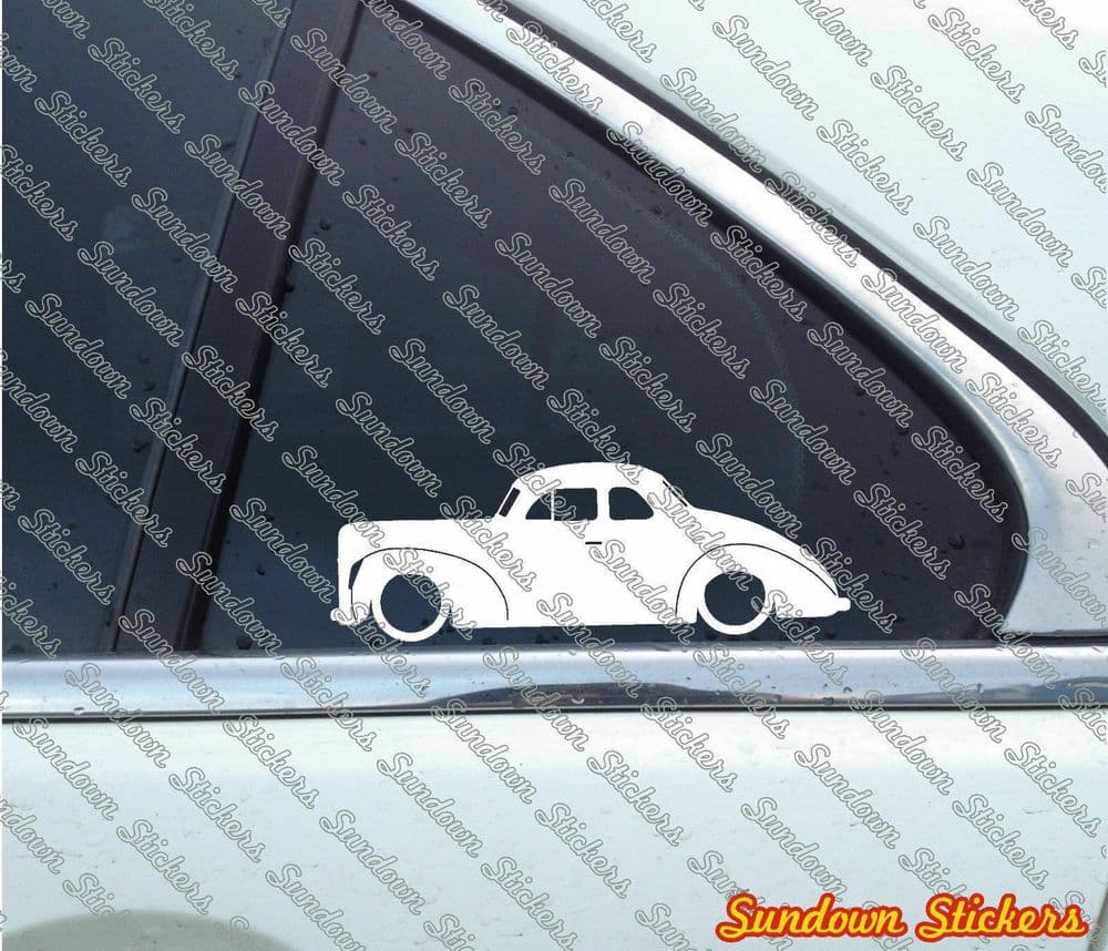 2x Lowered car stickers - for 1940 Ford DeLuxe vintage coupe classic L703