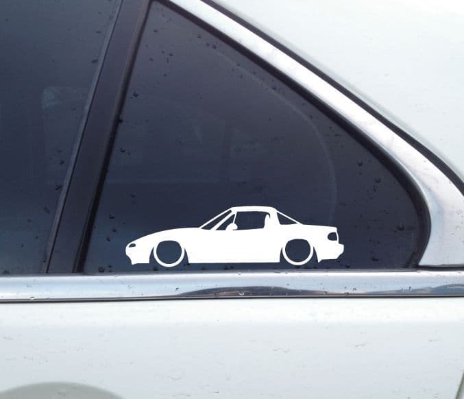 2x Lowered car stickers - for Mazda MX5 / Miata NA Mk1 with HARDTOP JDM