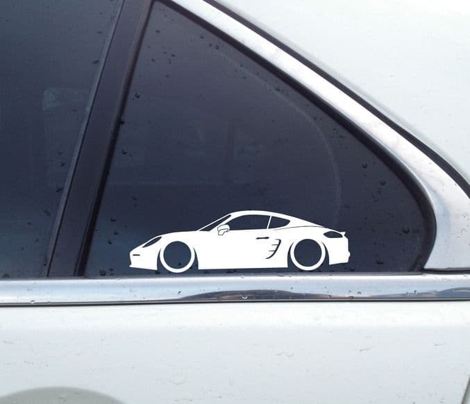 2X Lowered car stickers - for Porsche Cayman S 981 sports car