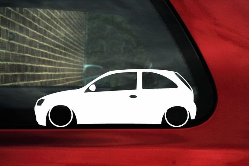 2X Lowered car stickers - for Vauxhall Corsa C 3-door SRi hatchback L72