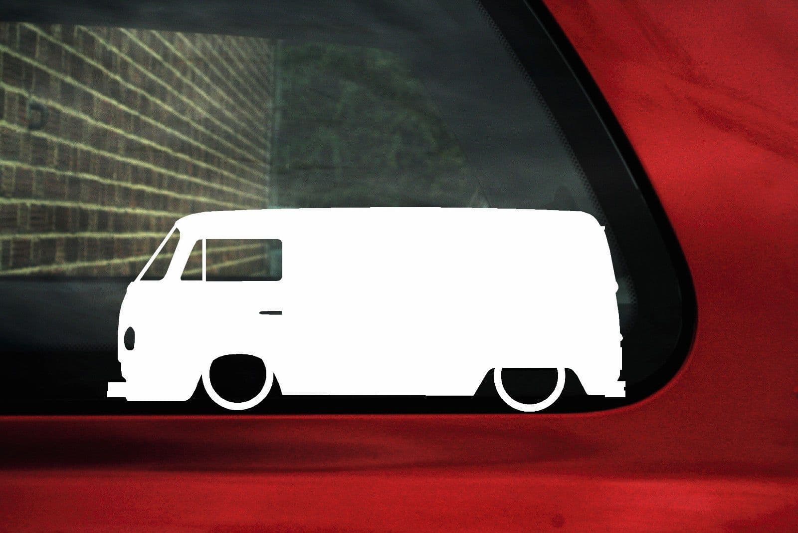 2x Lowered car stickers - for VW T2 Bay Window Transporter Van Classic L590