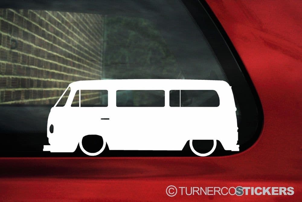 2x Lowered classi car stickers - for VW T2 Bay Window Transporter ...
