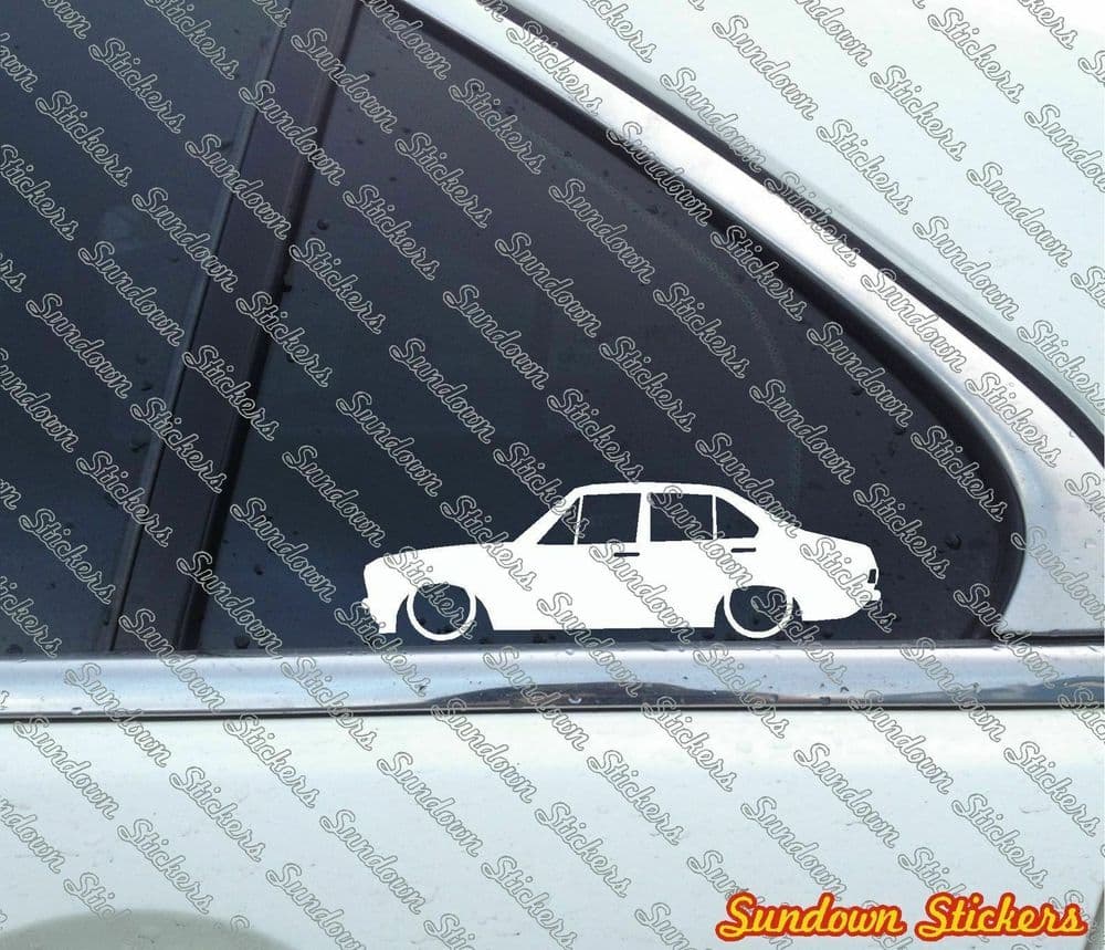 2x Lowered classic car stickers - for Ford Escort mk2 4-door saloon ...