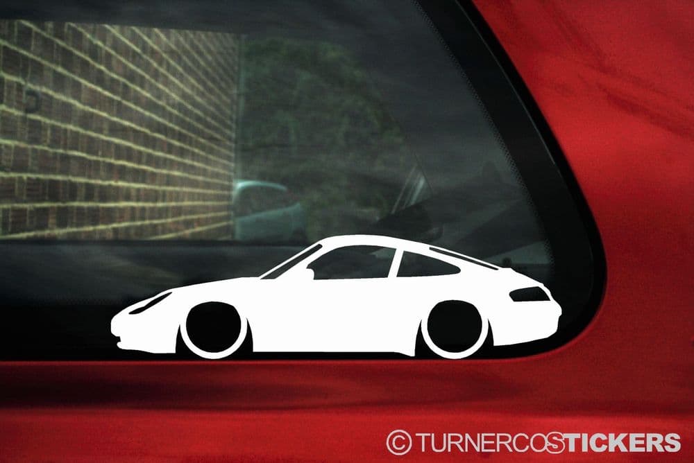 2X Lowered Porsche 911 & x28;996& x29; carrera low sports car outline ...