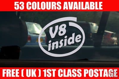2x V8 inside stickers For v8 motor car