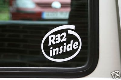 Aufkleber R32 Inside Sticker VW Golf Mk4 Mk5 Bora V6 2 Stück