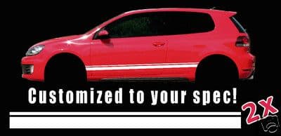 Custom Side stripe stickers Add A text For VW GOLF mk5 / mk6 GTi R32 ...