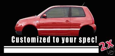 Custom Side stripes stickers Add A text For VW lupo GTi 3L TDi / Seat Arosa