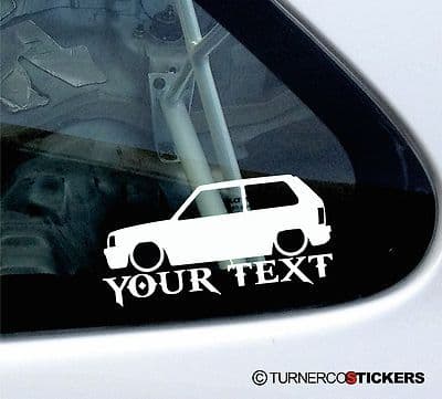 Custom Text LOW lowered Fiat Panda mk1 facelift 1986 1991 car sticker Decal