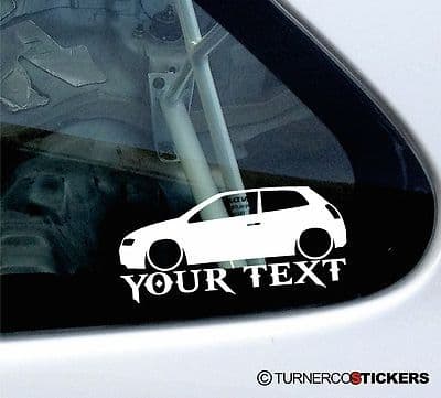 Custom Text LOW lowered Fiat Stilo 192 3-Door silhouette sticker car Decal