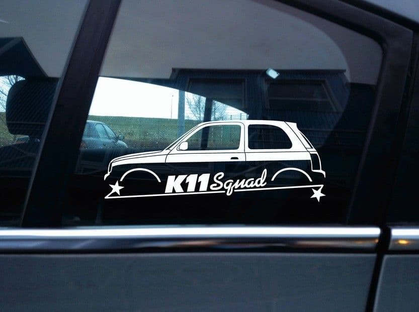 K11 SQUAD car silhouette sticker - for Nissan Micra SR 3-door & x28;k11 ...