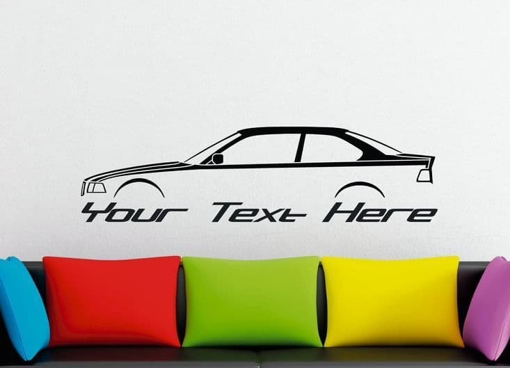 Large Custom car silhouette wall sticker - for BMW 3-series E36 coupe ...