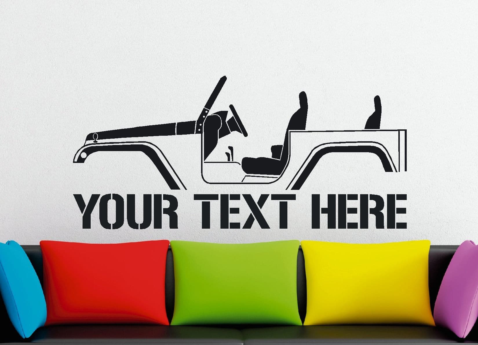 Large Custom car silhouette wall sticker - for Jeep Wrangler JK 2-door ...