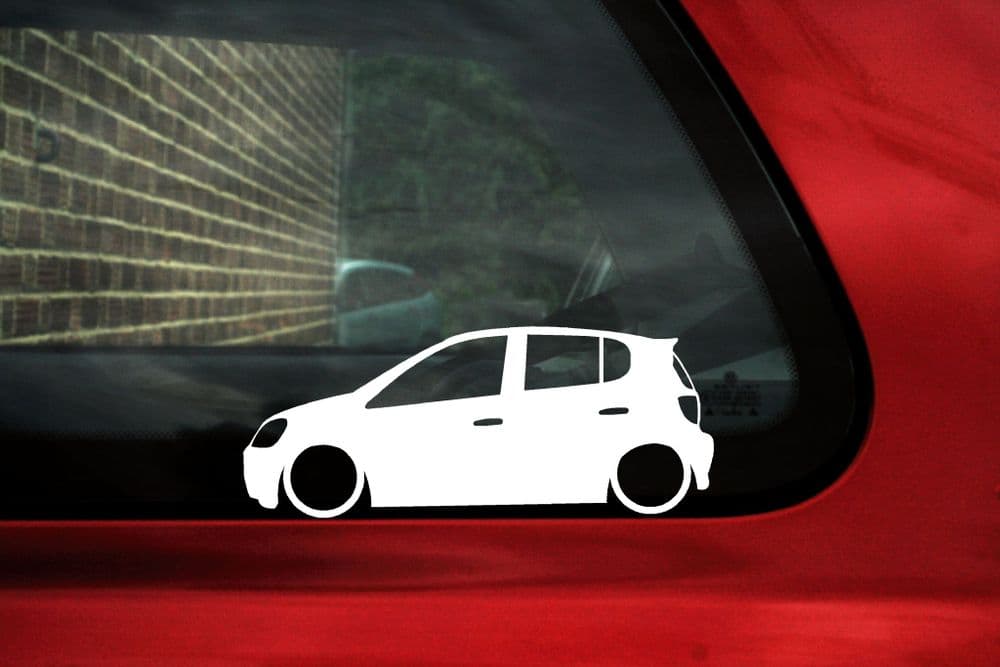 Lowered car silhouette stickers for Toyota Yaris Vitz 1st gen 5-door XP10